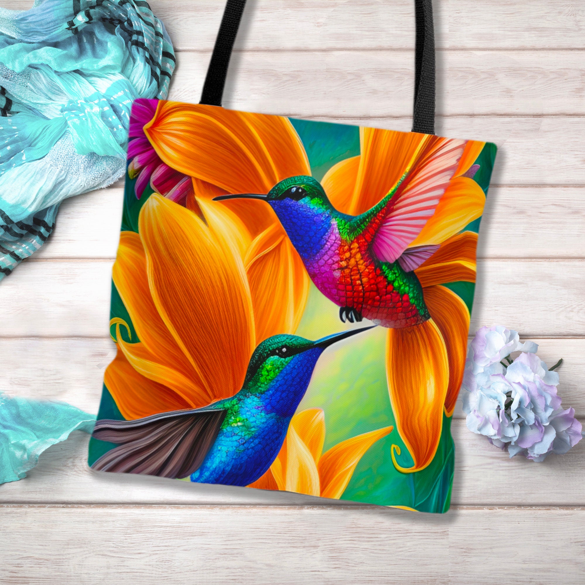 Hummingbird Tote Bag, Hummingbird Lover Gift, Tote With Hummingbirds ...