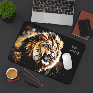 Roaring Lion Desk Mat, Lion Mouse Pad, 3 Sizes Available, Gift Mouse ...