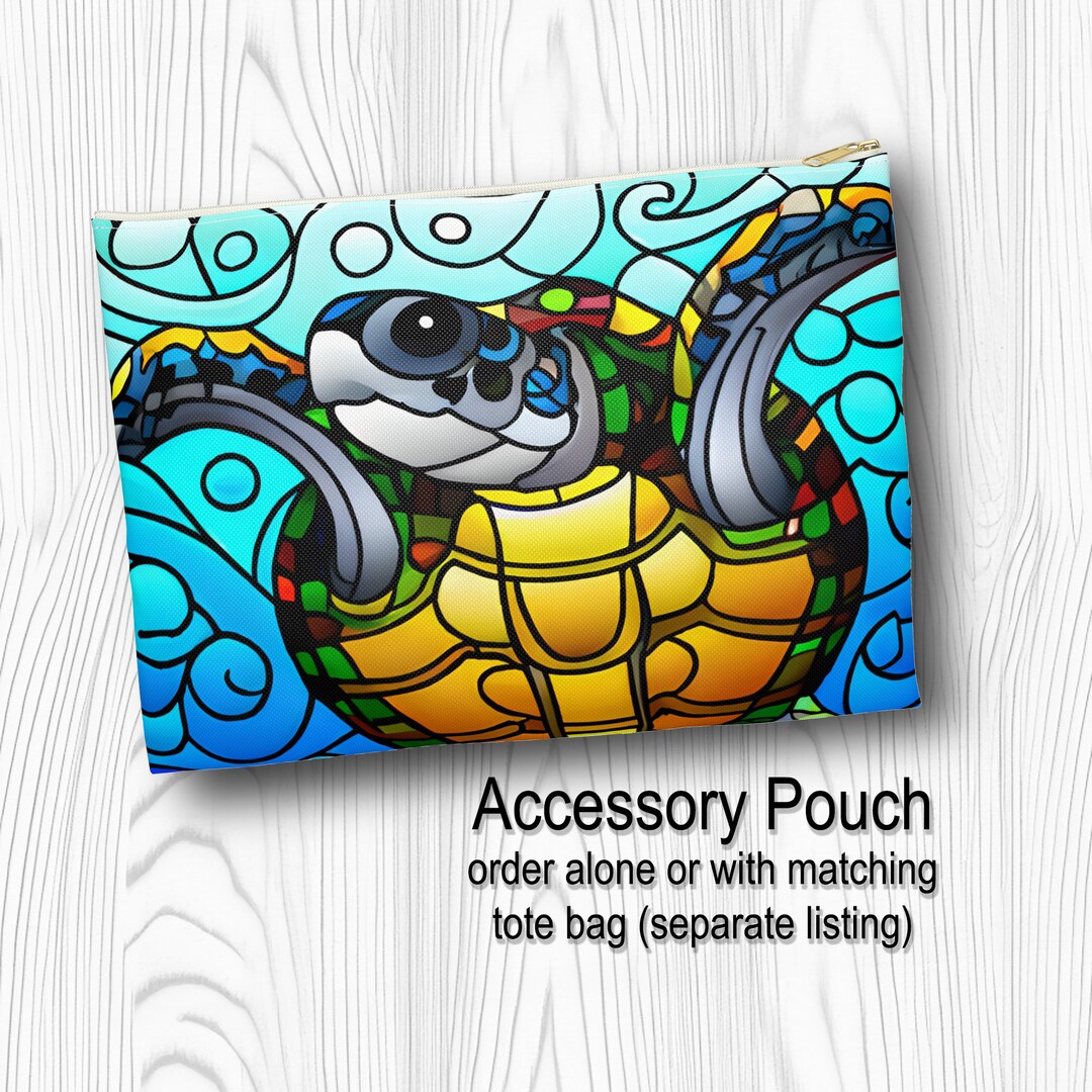 Turtle Accessory Pouch, All Over Printed Bag, Colorful Pouch, Cute ...