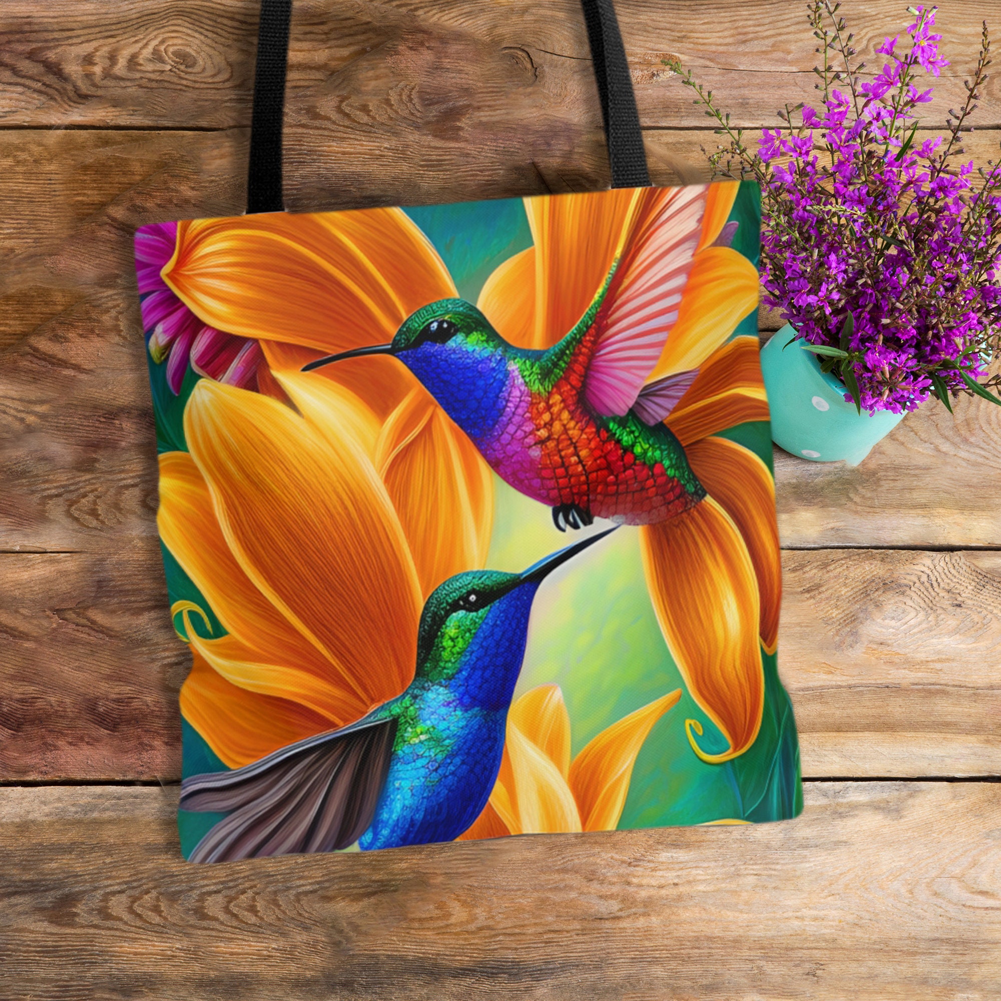 Hummingbird Tote Bag, Hummingbird Lover Gift, Tote With Hummingbirds ...