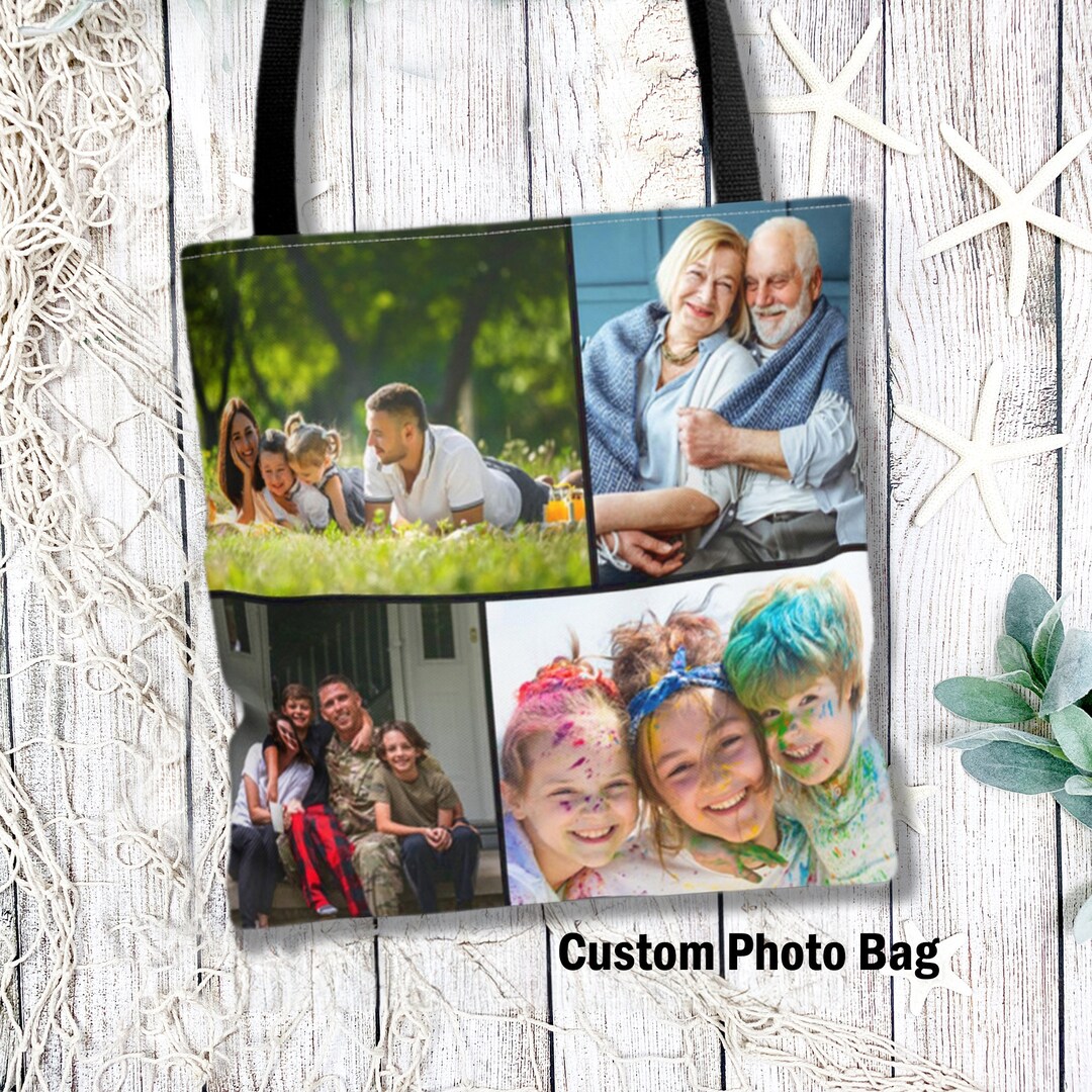 Custom Photo Tote Bag, Colorful Bag, Book Bag, Custom Photo Bag ...