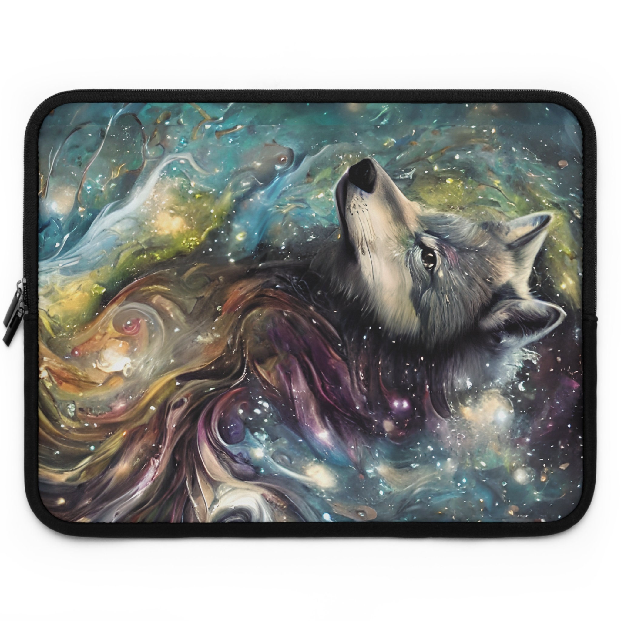 Wolf Laptop and Tablet Sleeve, Wolf Tablet Sleeve, Colorful Computer ...