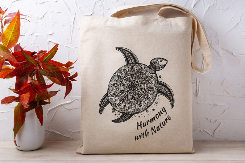 Zentangle Turtle Canvas Tote Bag Bohemian Canvas Tote - Etsy