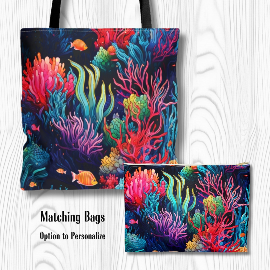 Ocean Coral Tote Bag, Ocean Bag, Stunning Tote Bag, Colorful Tote Bag ...