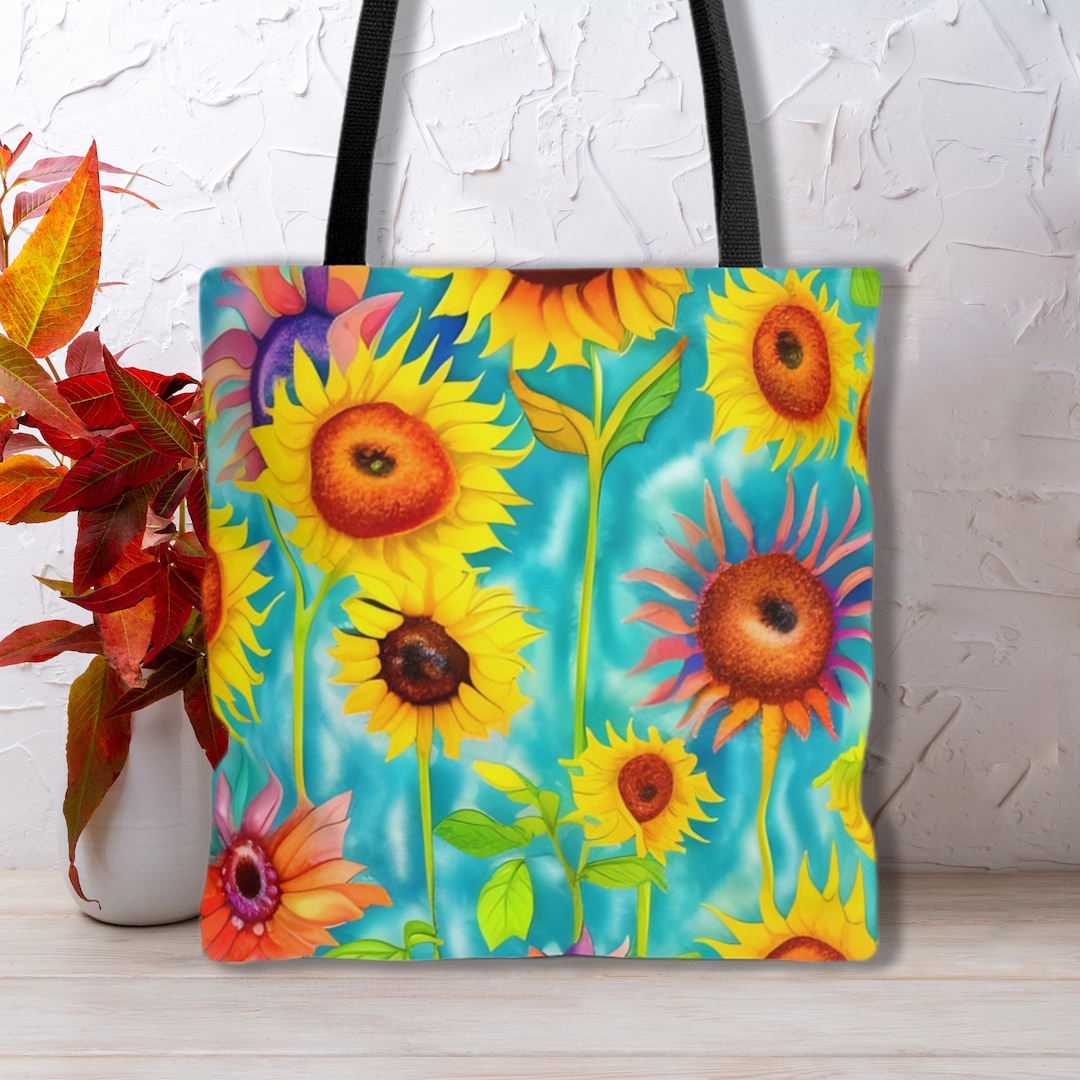 Sunflower Tote Bag, Flower Tote, Cute Sunflower Bag, Cute Gift Tote ...
