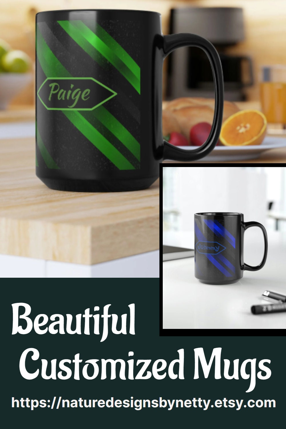 Personalized Coffee Tea Mug Red Striped Custom Mug Custom - Etsy