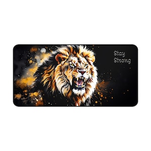 Roaring Lion Desk Mat, Lion Mouse Pad, 3 Sizes Available, Gift Mouse ...