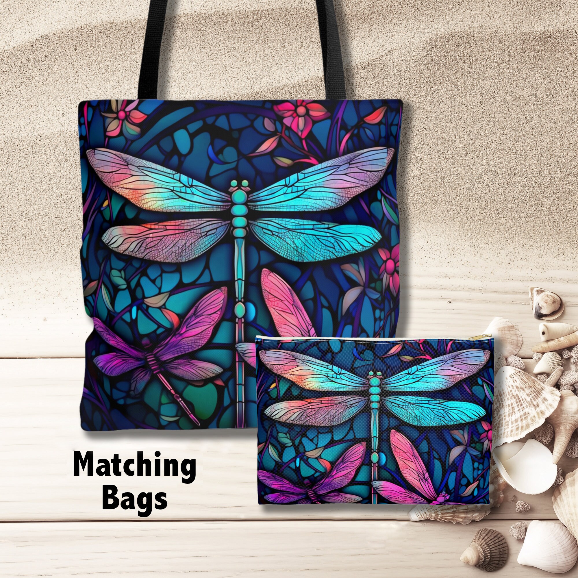 Dragonfly Tote Bag, Stained Glass Bag, Dragonfly Bag, Colorful Bag ...