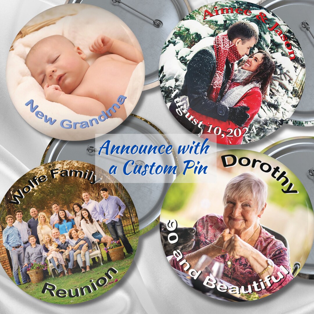 Custom Photo Pin, Personalized Pin, Custom Photo Gift, Grandparent ...
