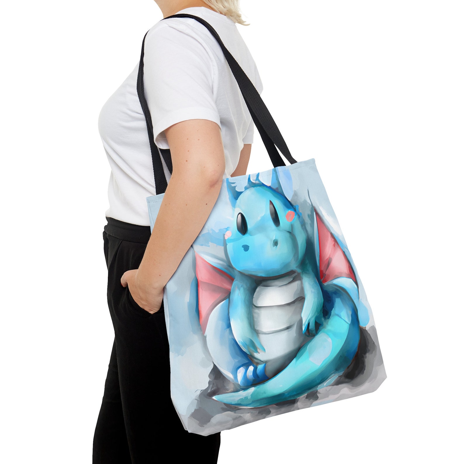 Baby Blue Dragon Tote Bag, Dragon Tote, Cute Baby Bag, Cute Gift Tote ...