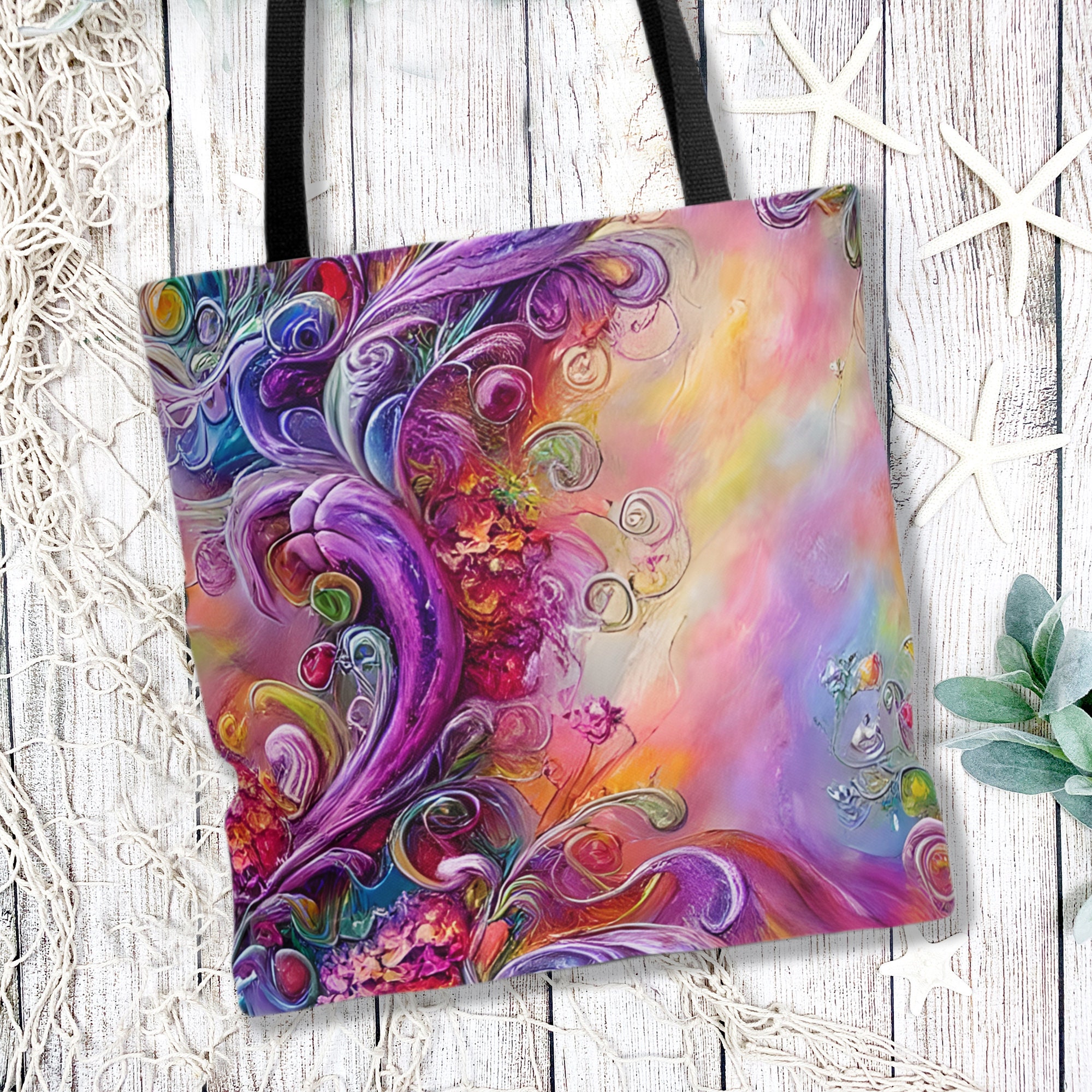 Swirls Tote Bag Hippie Bag Retro Tote Bag Colorful Tote - Etsy