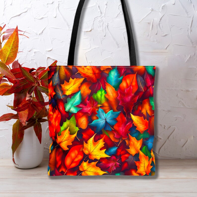 Fall Leaves Tote Bag Colorful Bag Autumn Bag Colorful - Etsy