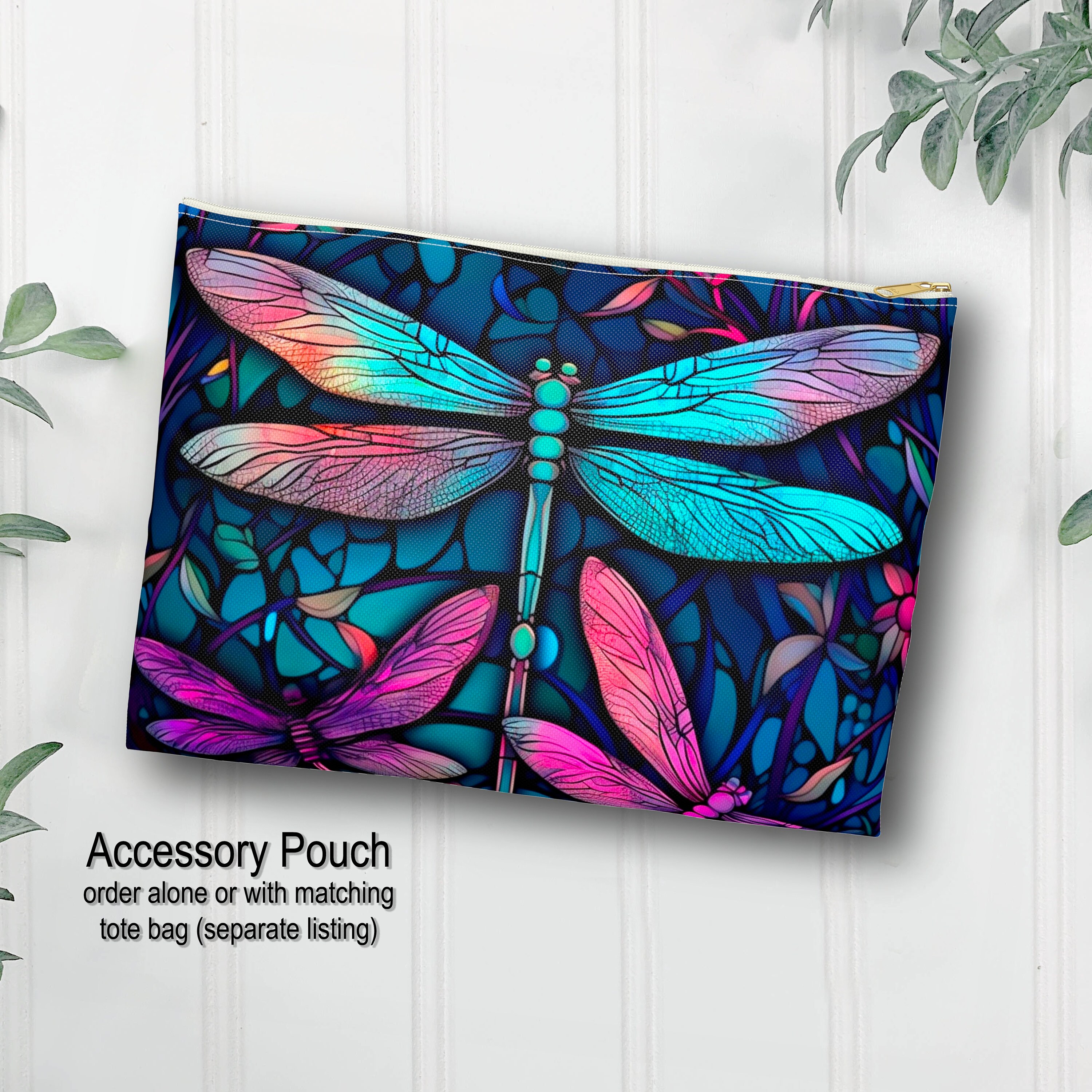 Dragonfly Tote Bag, Stained Glass Bag, Dragonfly Bag, Colorful Bag ...