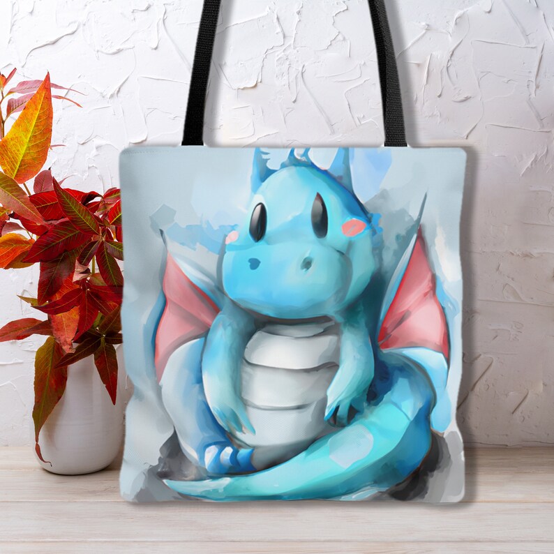 Baby Blue Dragon Tote Bag Dragon Tote Cute Baby Bag Cute - Etsy