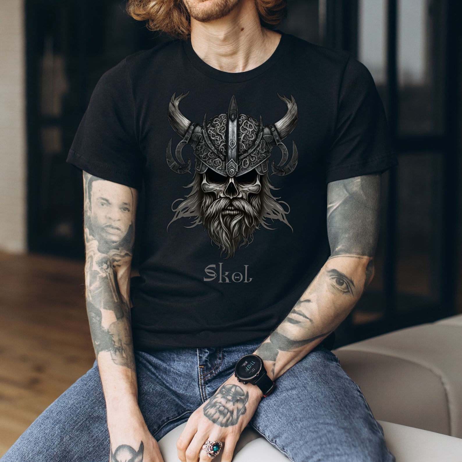 Viking Skol T-shirt Viking Skull Shirt Viking T-shirt Norse - Etsy
