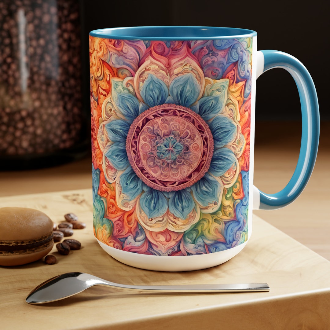 Flower Mandala Mug, Tea Mug, Mandala Coffee Mug, Stunning Coffee Mug ...