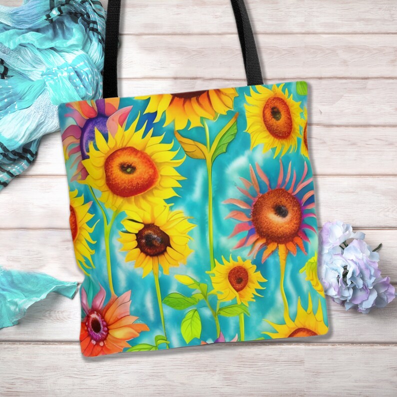 Sunflower Tote Bag, Flower Tote, Cute Sunflower Bag, Cute Gift Tote ...