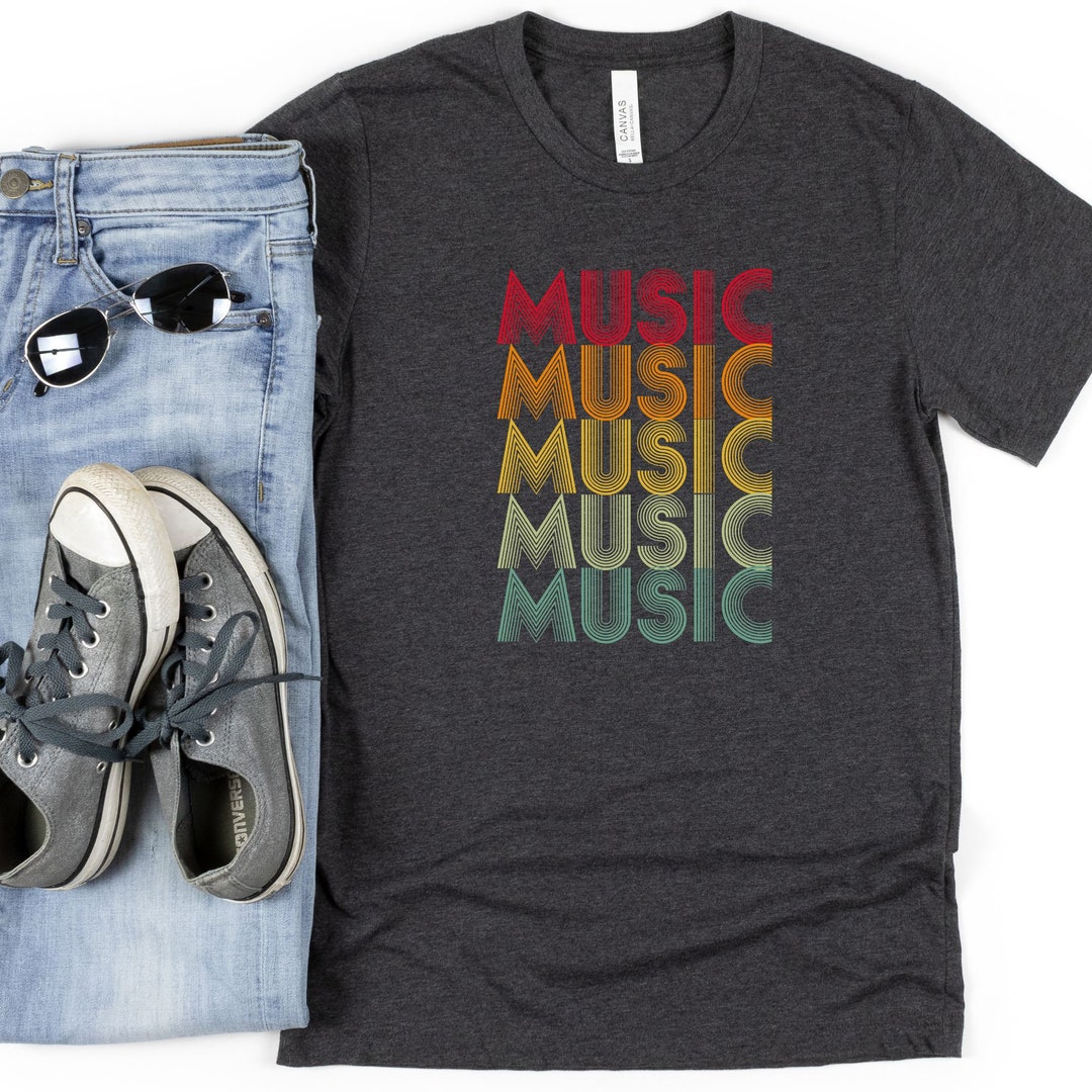 Vintage Music Text T-shirt, Vintage Colors Shirt, Vintage Music Tshirt ...