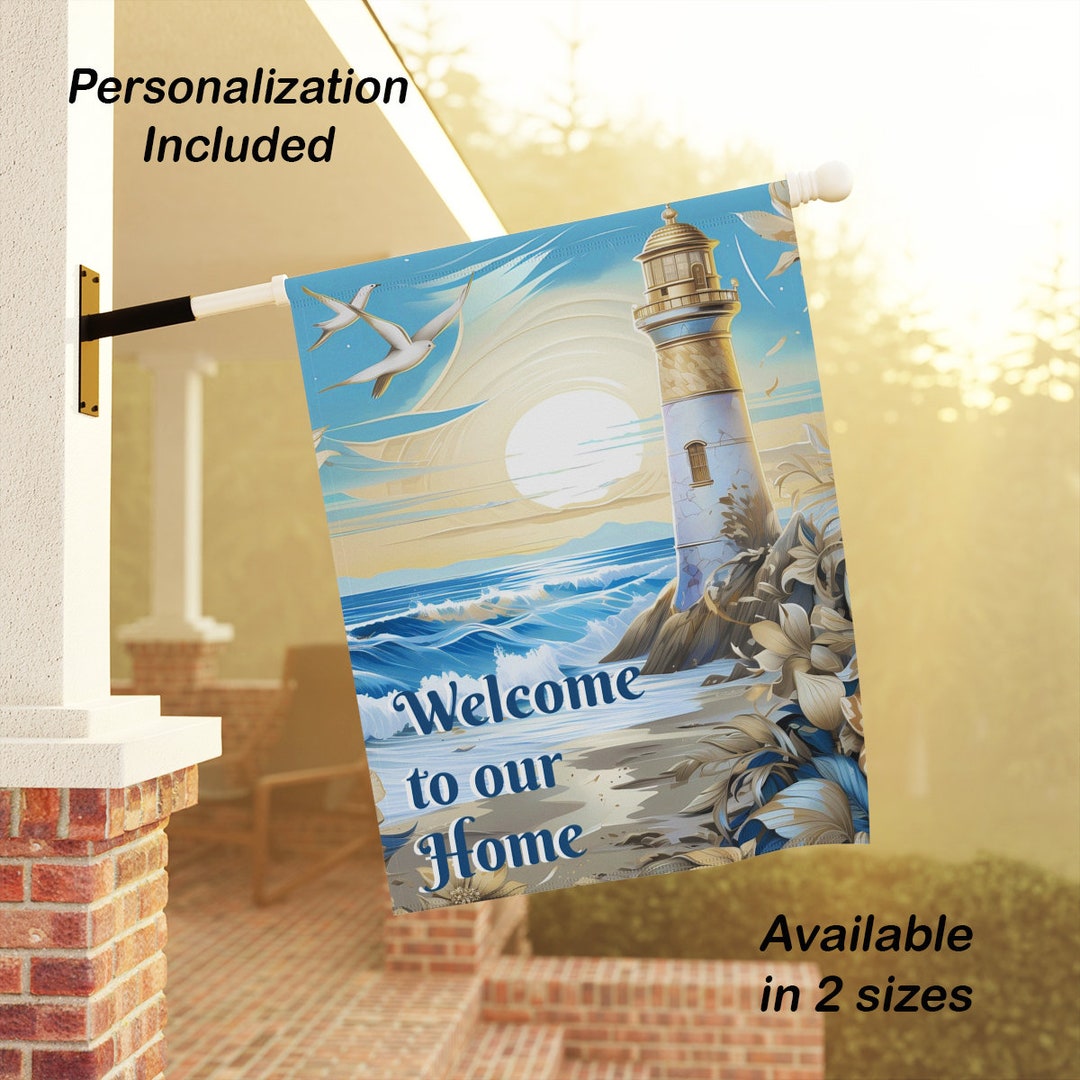Lighthouse Garden & House Banner, Personalized Flag, Personalized ...