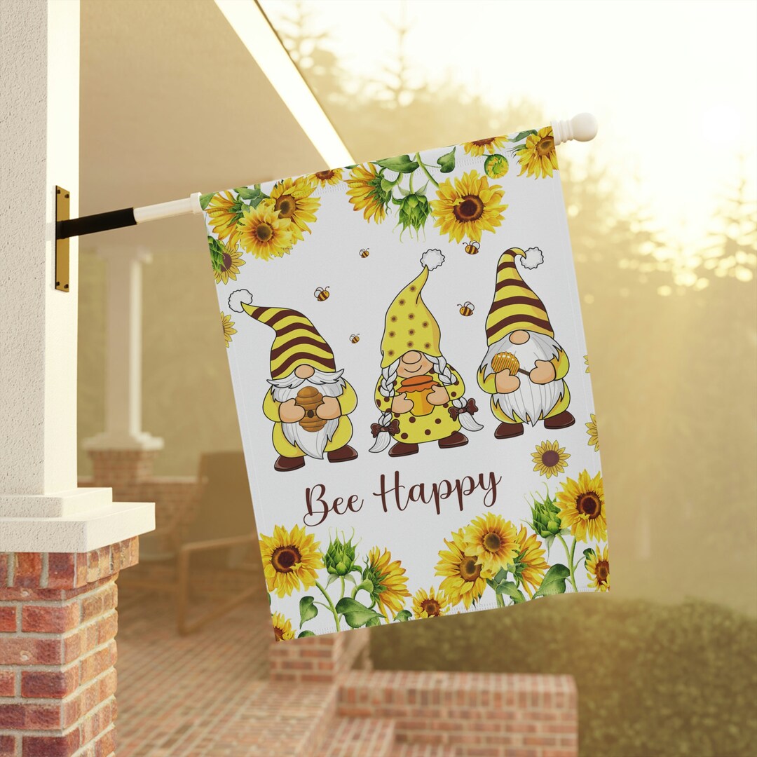 Gnome Garden & House Banner, Gnome Bees Yard Banner, Homewarming Gift ...