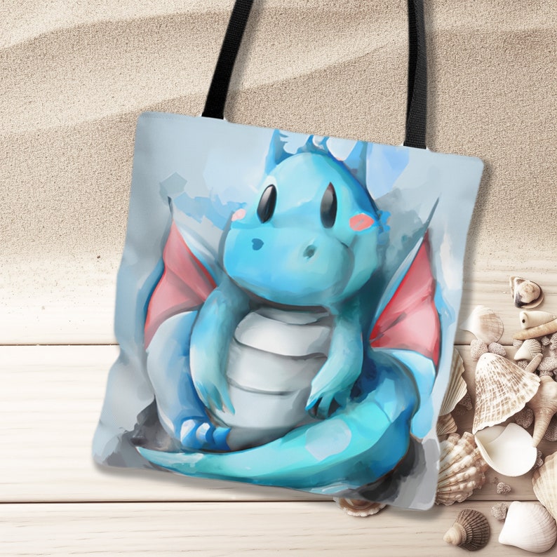 Baby Blue Dragon Tote Bag, Dragon Tote, Cute Baby Bag, Cute Gift Tote ...