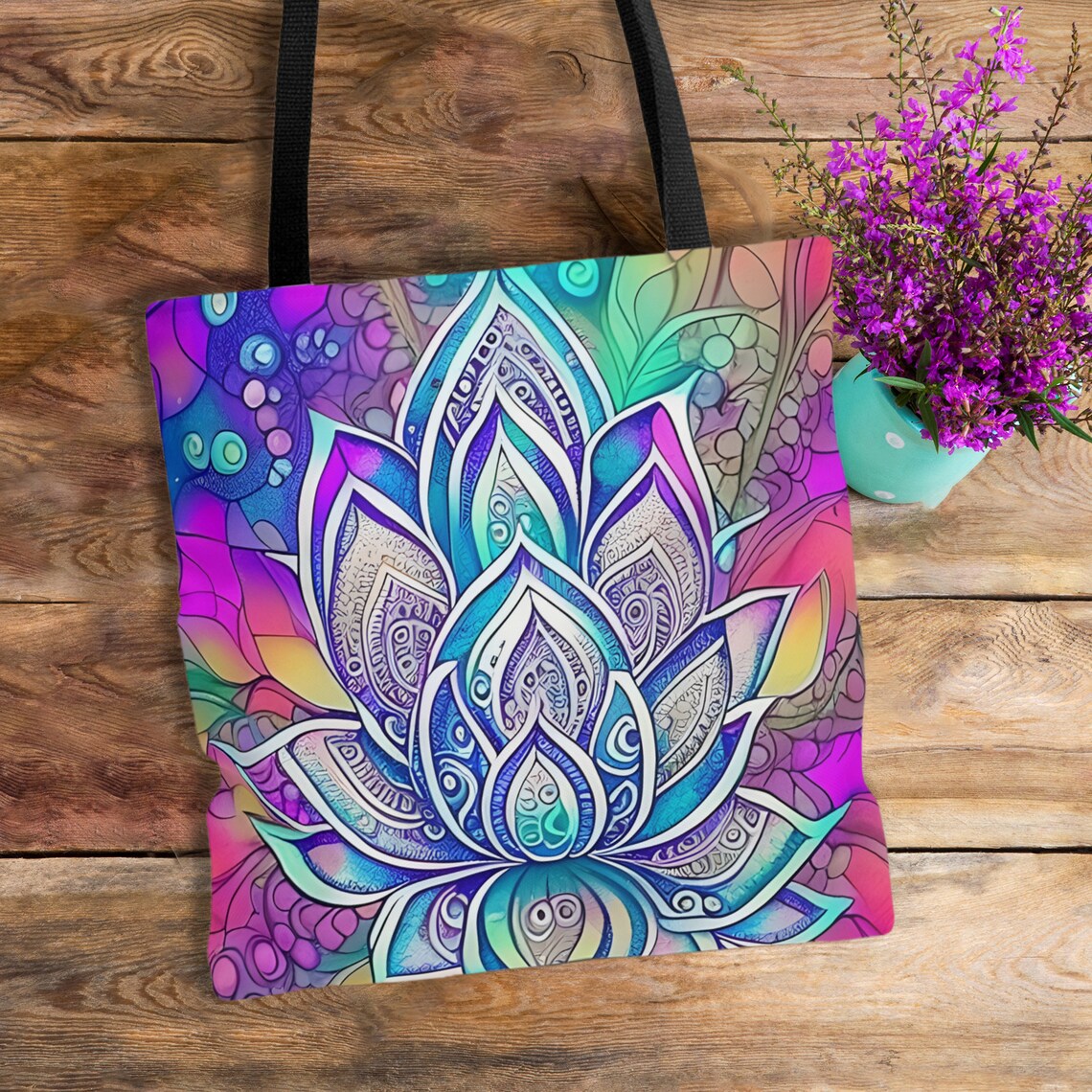 Lotus Flower Tote Bag Yoga Tote Cute Yoga Bag Tote Bag - Etsy