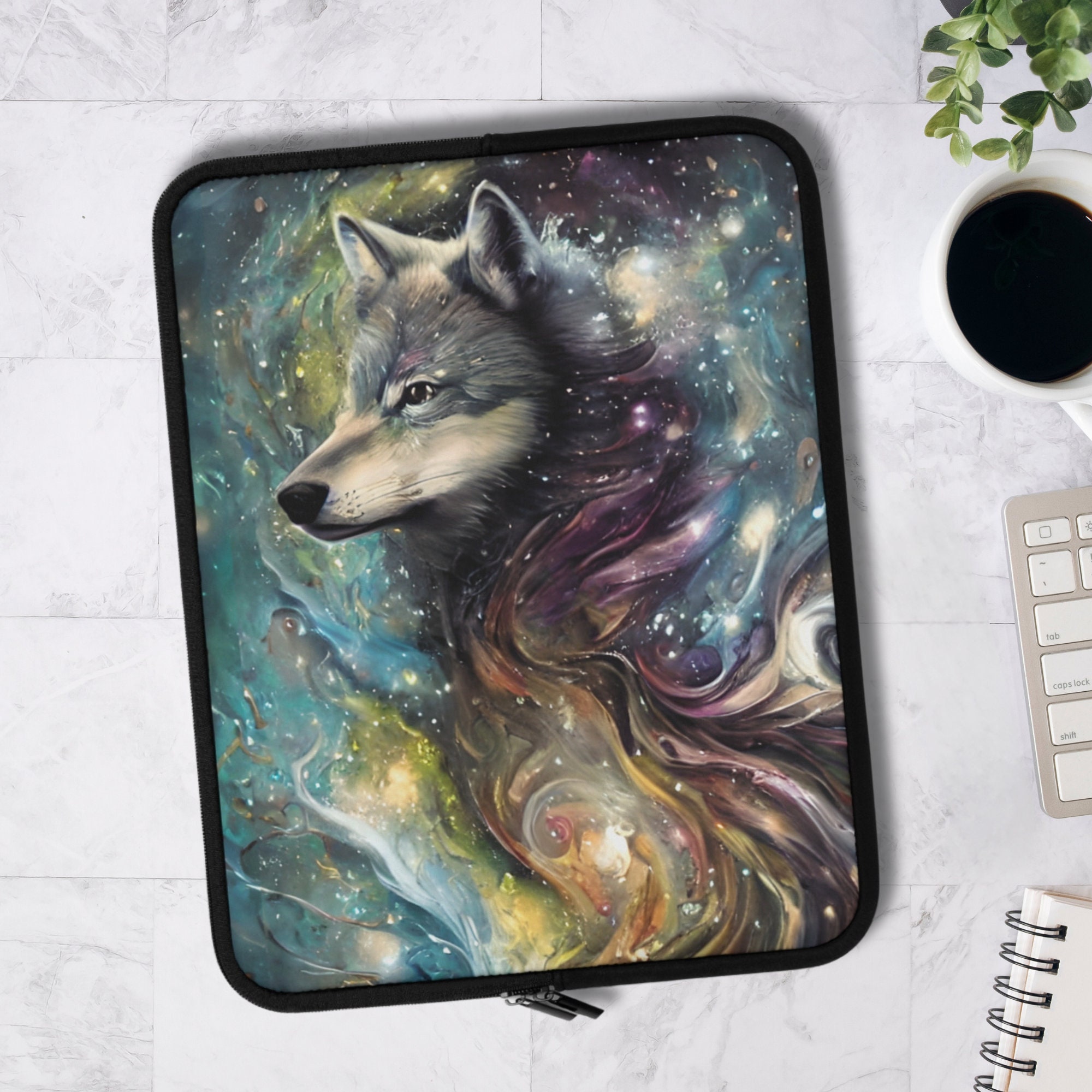Wolf Laptop and Tablet Sleeve, Wolf Tablet Sleeve, Colorful Computer ...