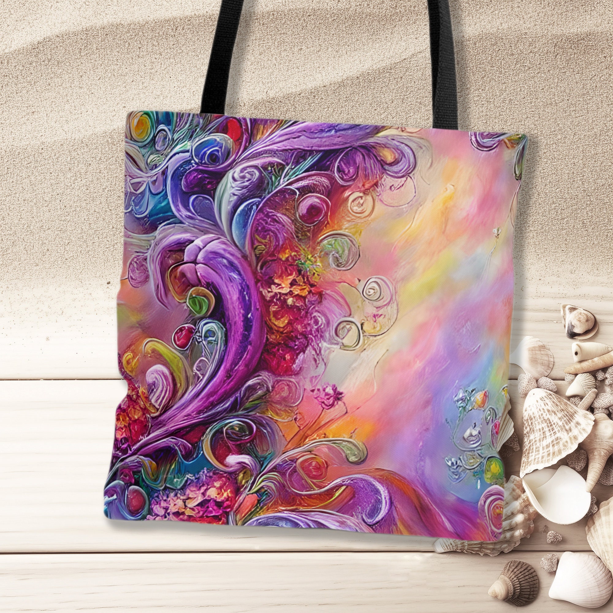 Swirls Tote Bag Hippie Bag Retro Tote Bag Colorful Tote - Etsy