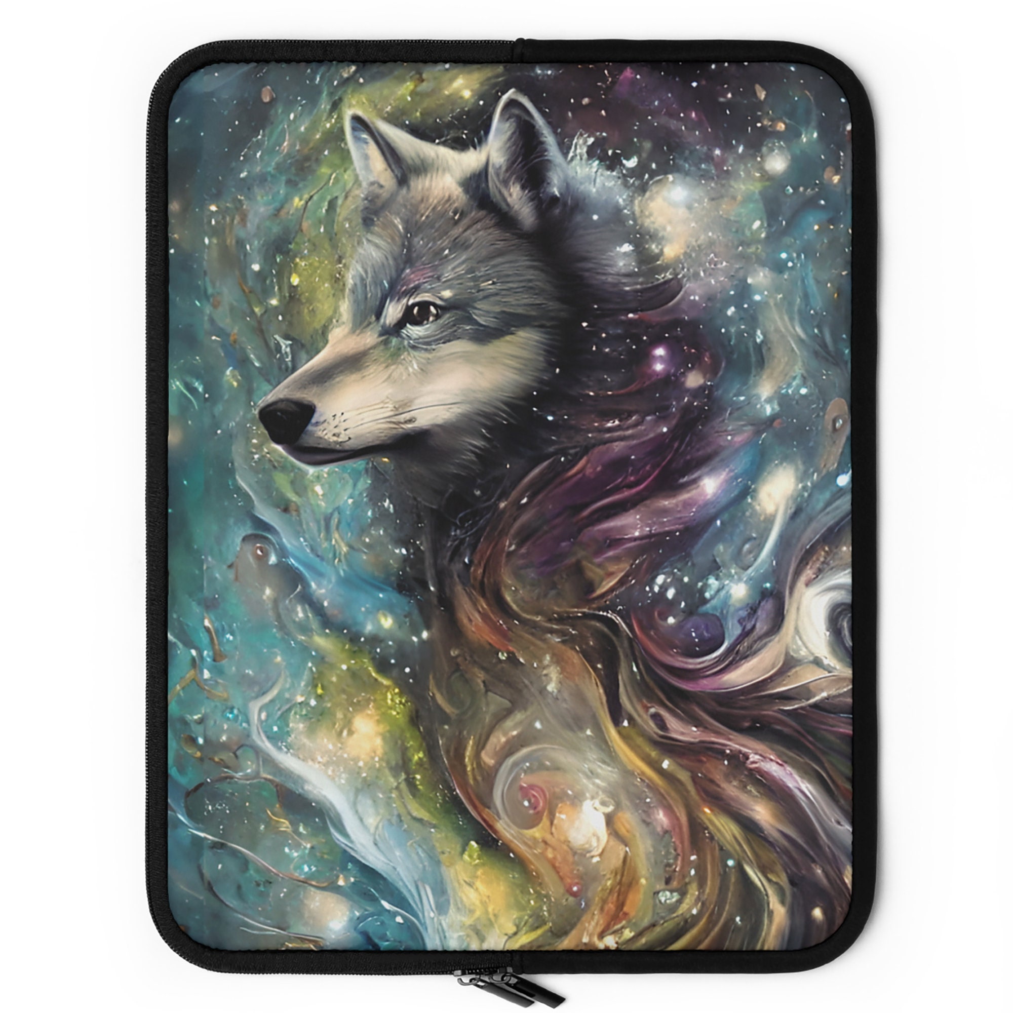 Wolf Laptop and Tablet Sleeve, Wolf Tablet Sleeve, Colorful Computer ...