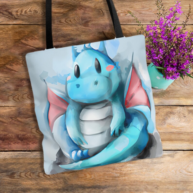 Baby Blue Dragon Tote Bag, Dragon Tote, Cute Baby Bag, Cute Gift Tote ...