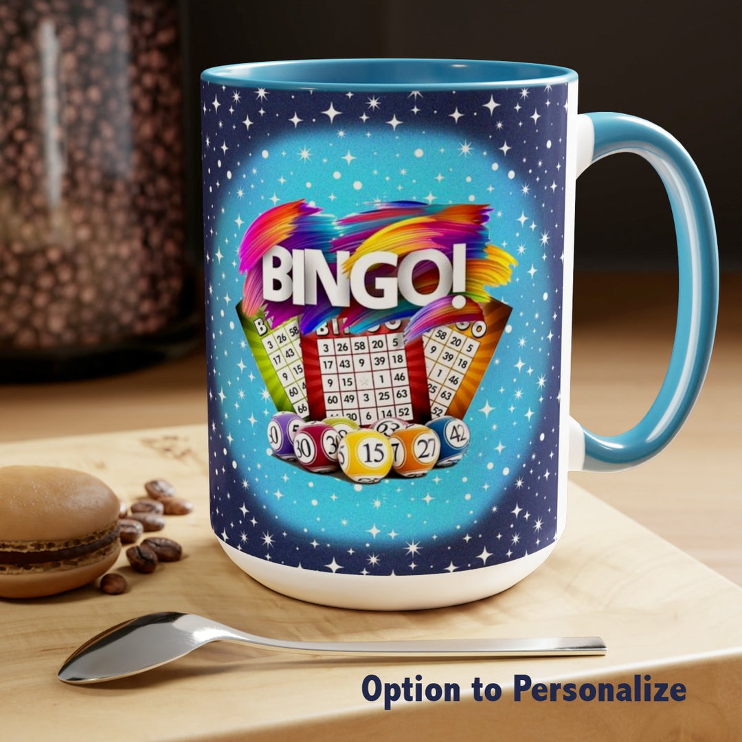 Bingo Coffee Mug, Coffee Mug Gift, 15oz Coffee Mug, Colorful Mug, Cute ...