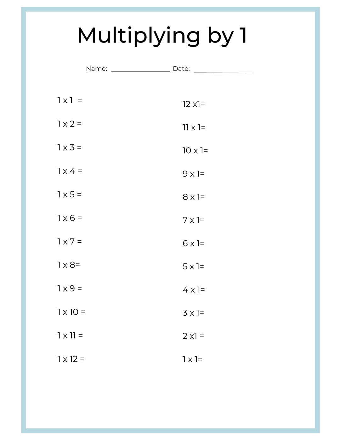 Multiplication Practice Booklet - Etsy
