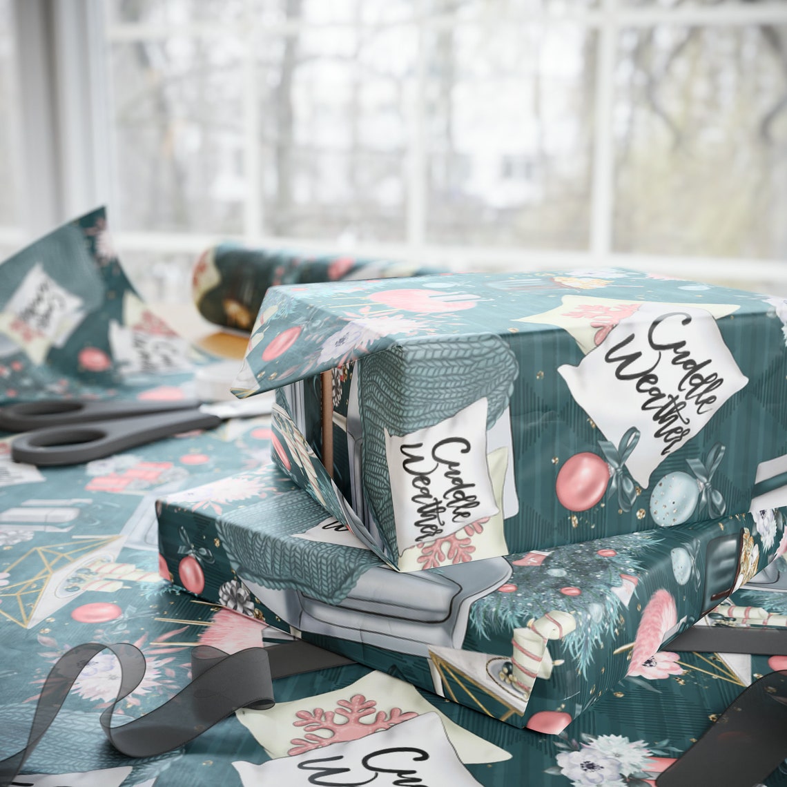 Christmas Cuddle Weather Wrapping Paper, Holiday Gift Wrap, Gift Wrap ...