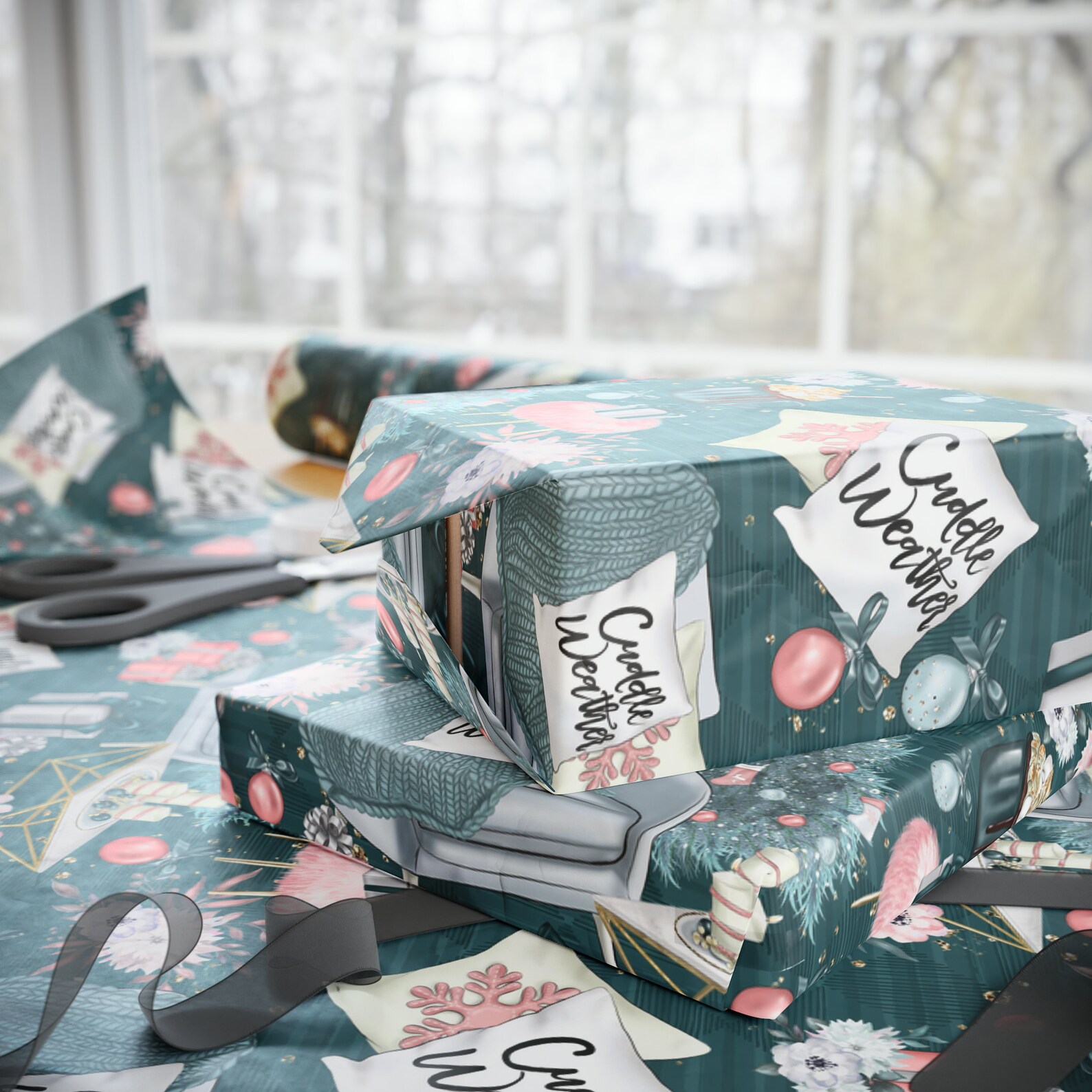 Christmas Cuddle Weather Wrapping Paper, Holiday Gift Wrap, Gift Wrap ...