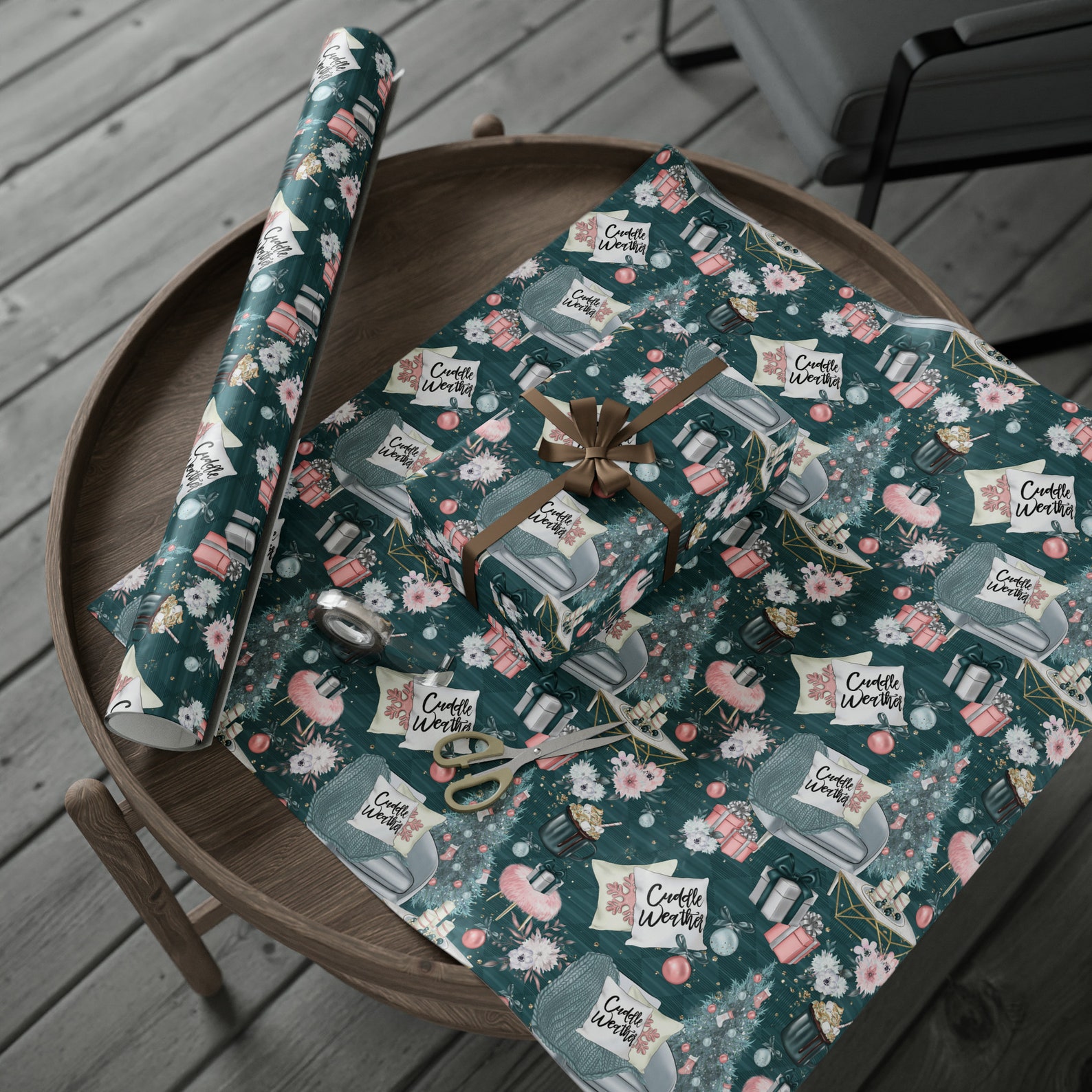 Christmas Cuddle Weather Wrapping Paper, Holiday Gift Wrap, Gift Wrap ...