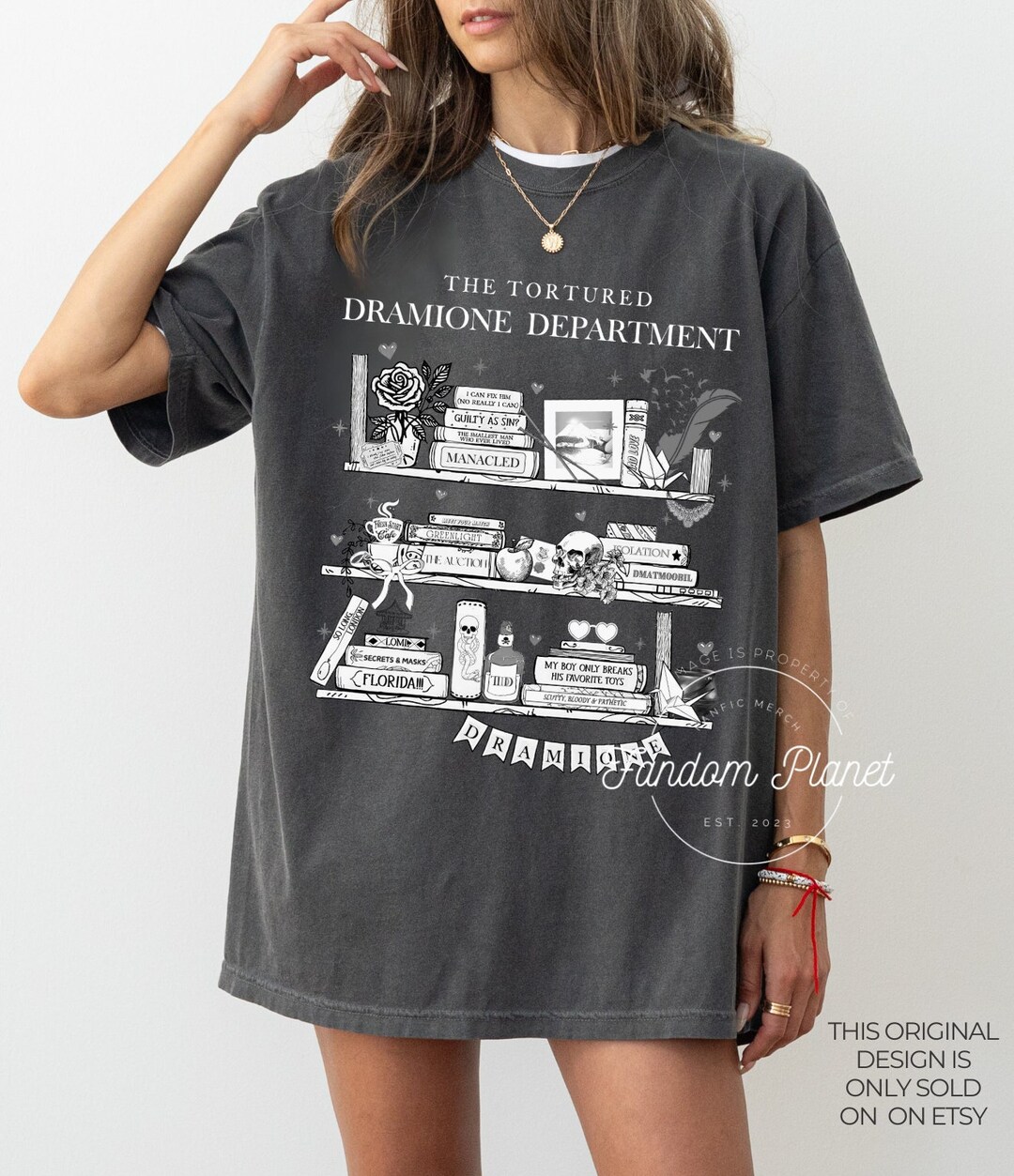 Bookcase COMFORT COLORS Dramione Tee, Draco Crewneck,manacled,bookish ...