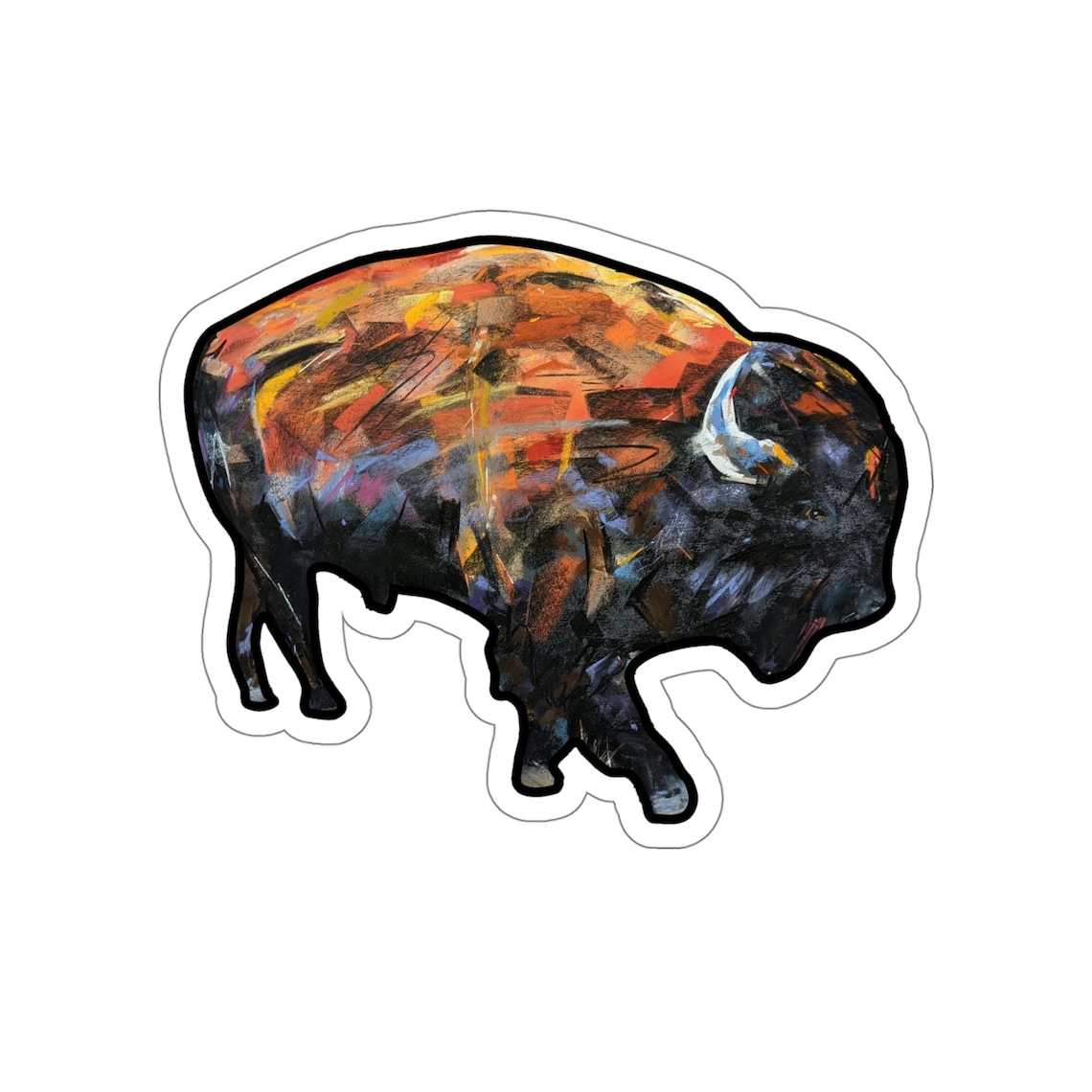Bison Sticker Buffalo Sticker Bison Art Sticker Die-cut Sticker Pastel ...