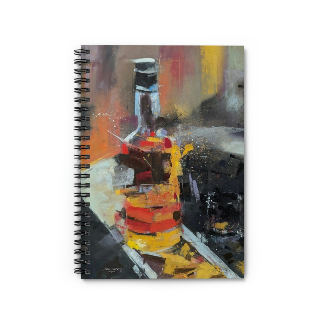 Spiral Notebook With Impressionistic Whiskey Bottle Art Cover- Ruled ...