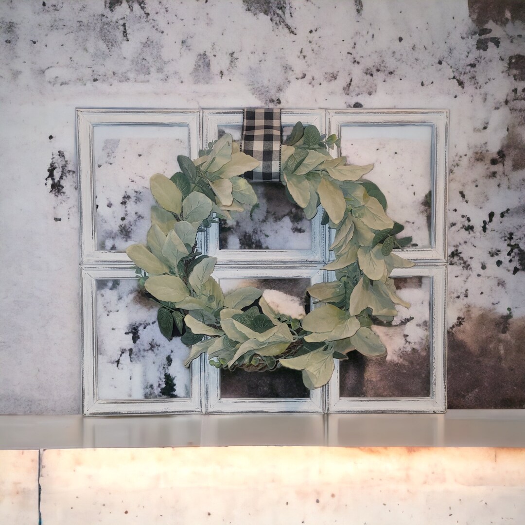 Wall Decor Faux Farmhouse Style Window Frame With Eucalyptus - Etsy