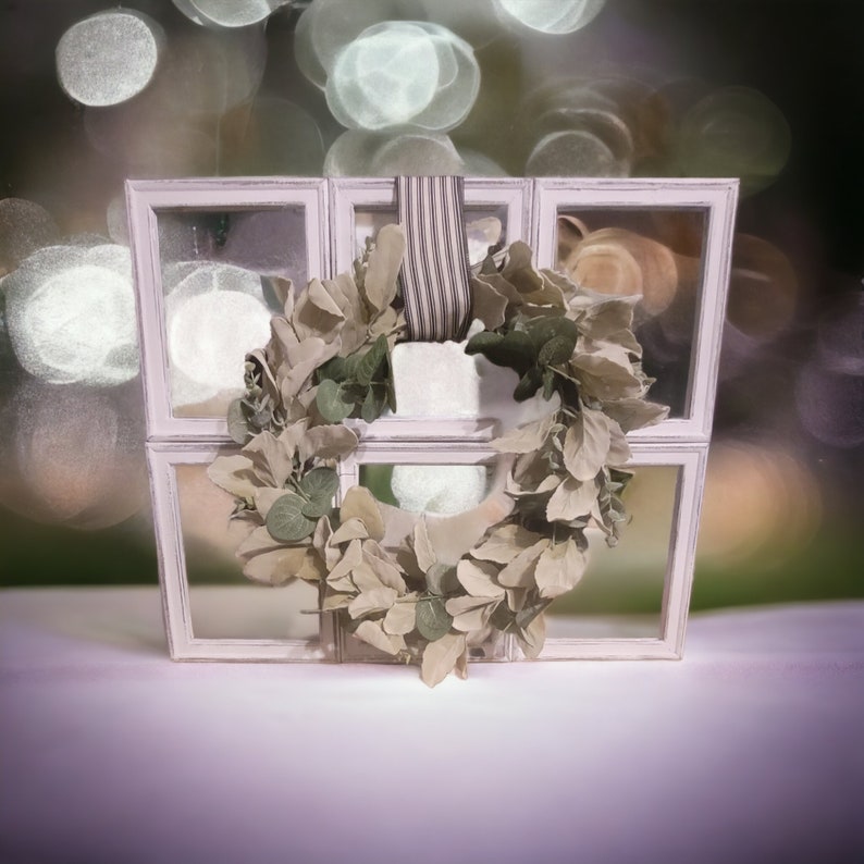 Wall Decor Farmhouse Faux Window Frame With Wreath Attached - Etsy