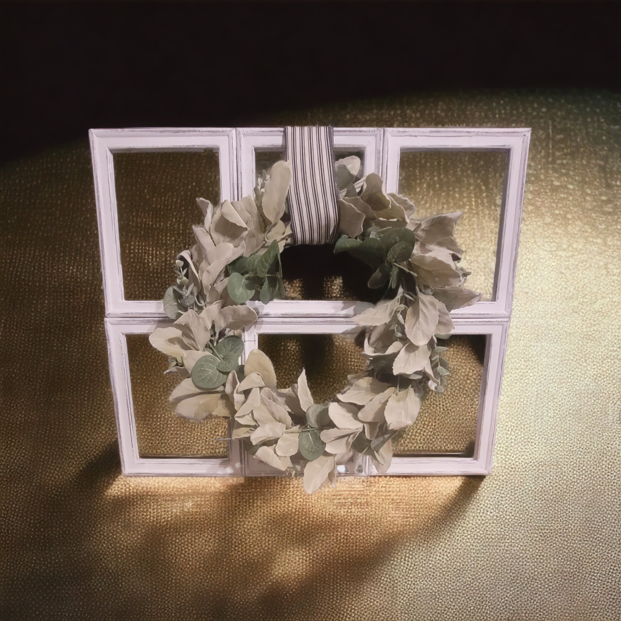Wall Decor Farmhouse Faux Window Frame With Wreath Attached - Etsy