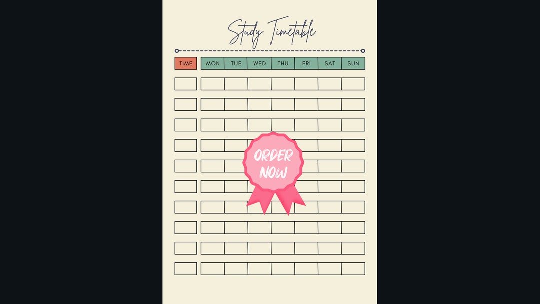 Minimalist Study Timetable Canva Template - Etsy