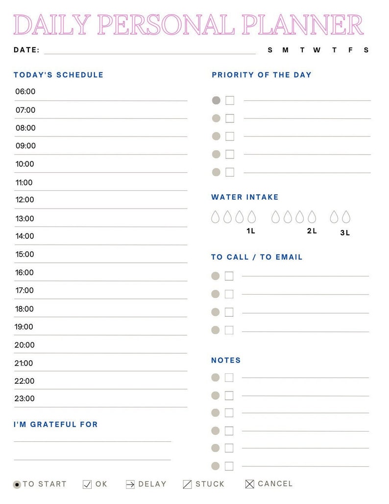 Daily Personal Planner Printable, Instant Download, to Do List ...