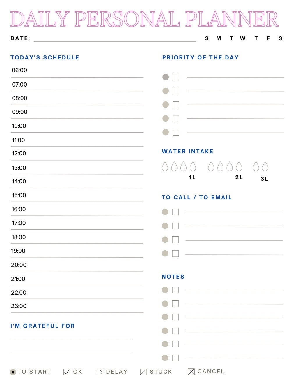 Daily Personal Planner Printable, Instant Download, to Do List ...