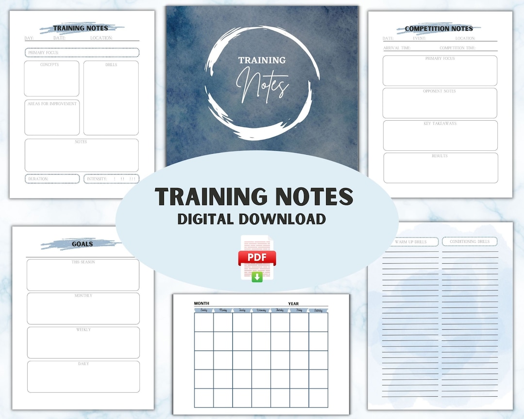 Training Notes for Athlete, Competition Printable for Sports, Workout ...