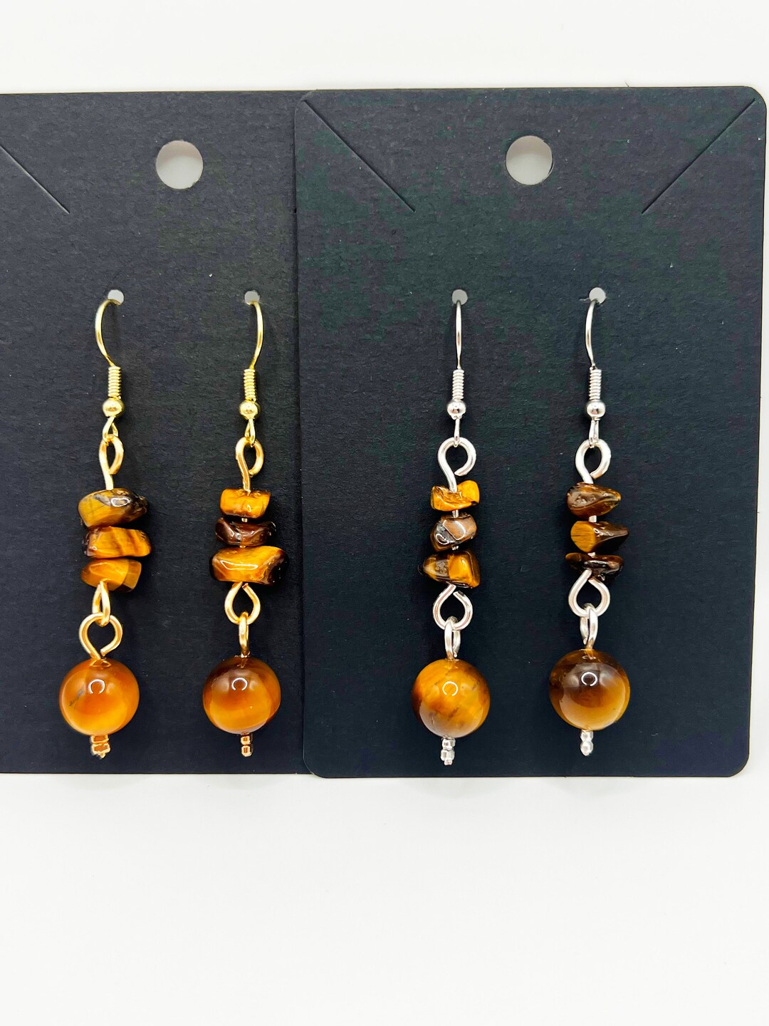 Tigers Eye Earrings, Dangle Crystal Earrings - Etsy