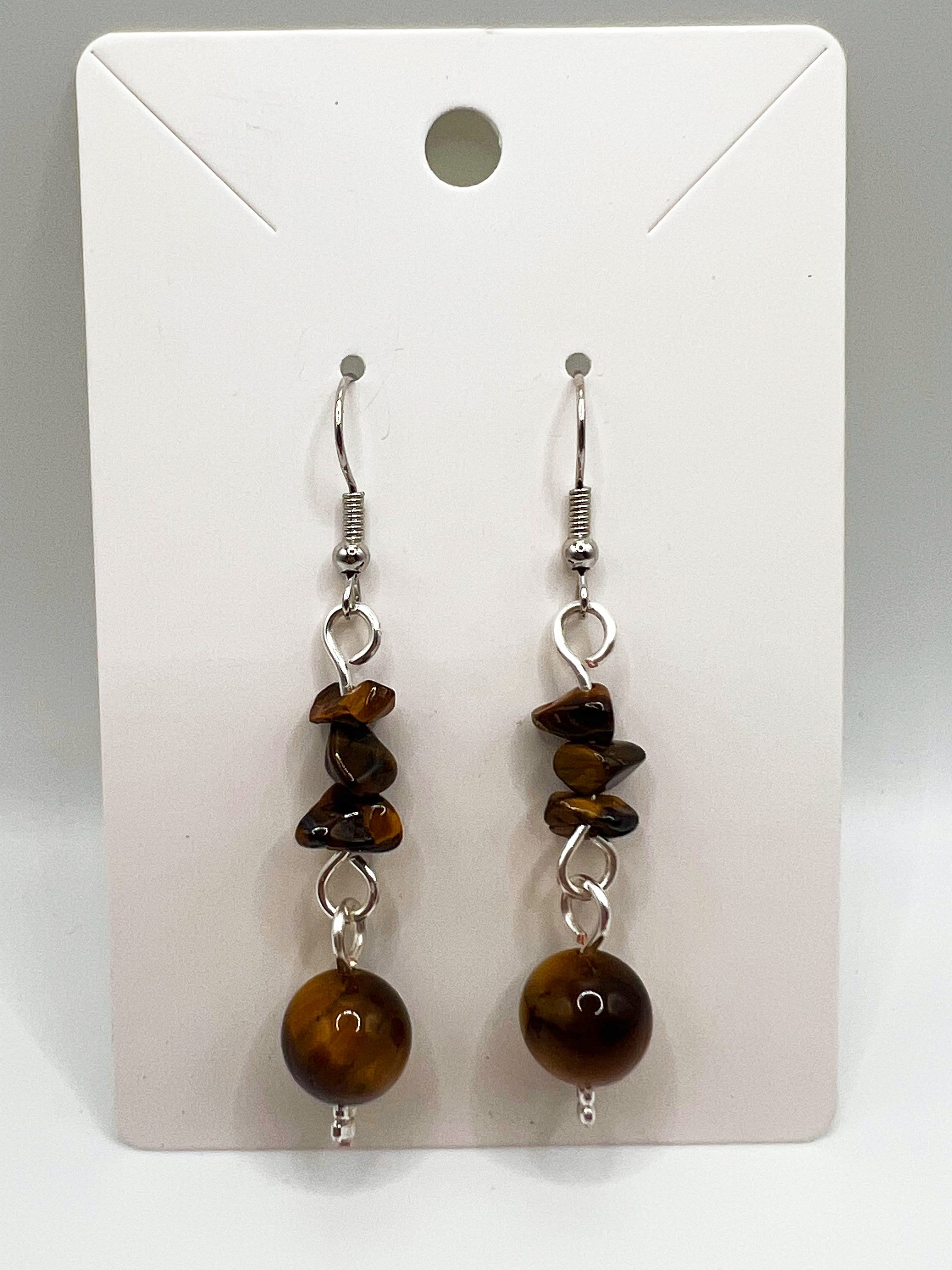 Tigers Eye Earrings, Dangle Crystal Earrings - Etsy