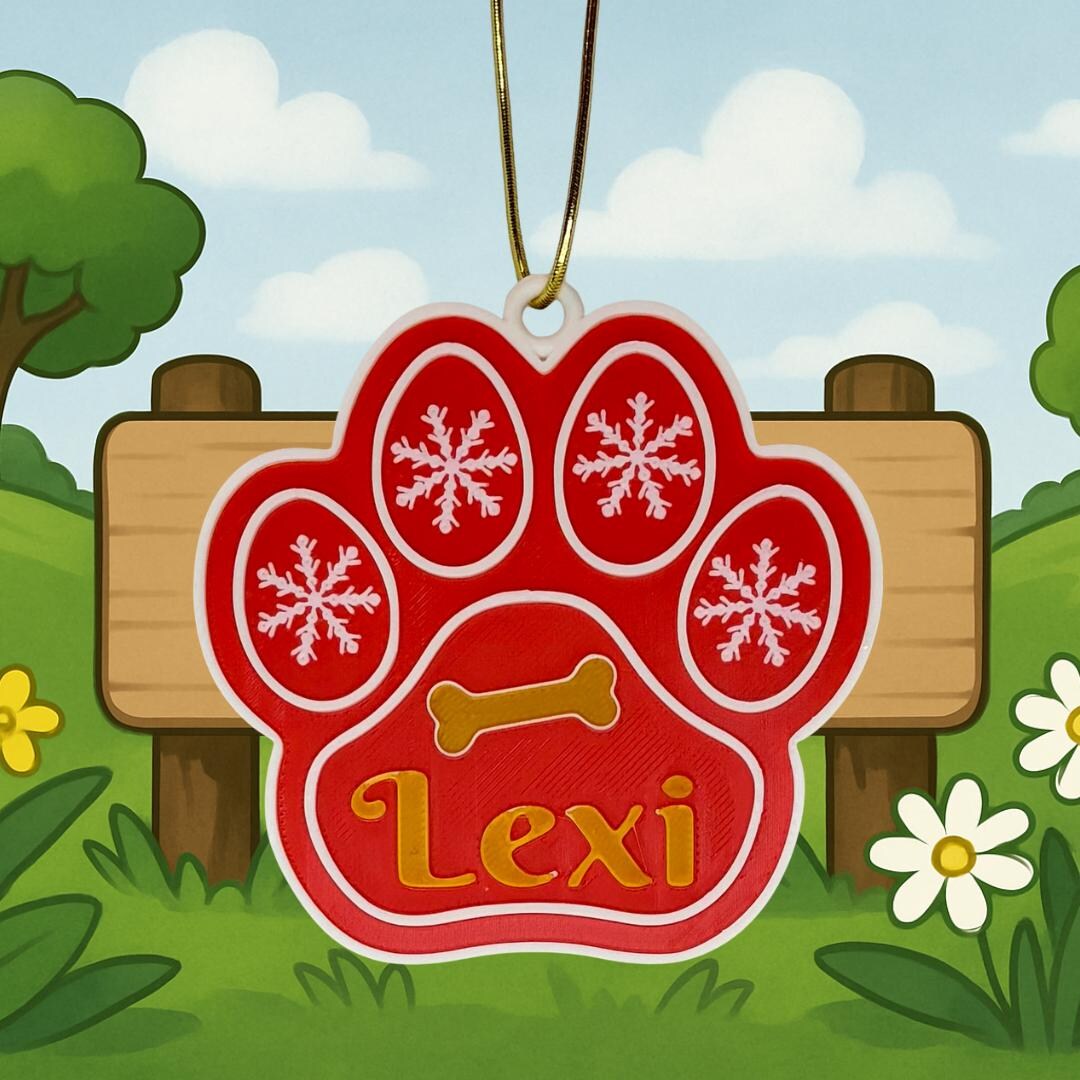 Personalised Dog Paw Christmas Tree Decoration – Custom Pet Name ...