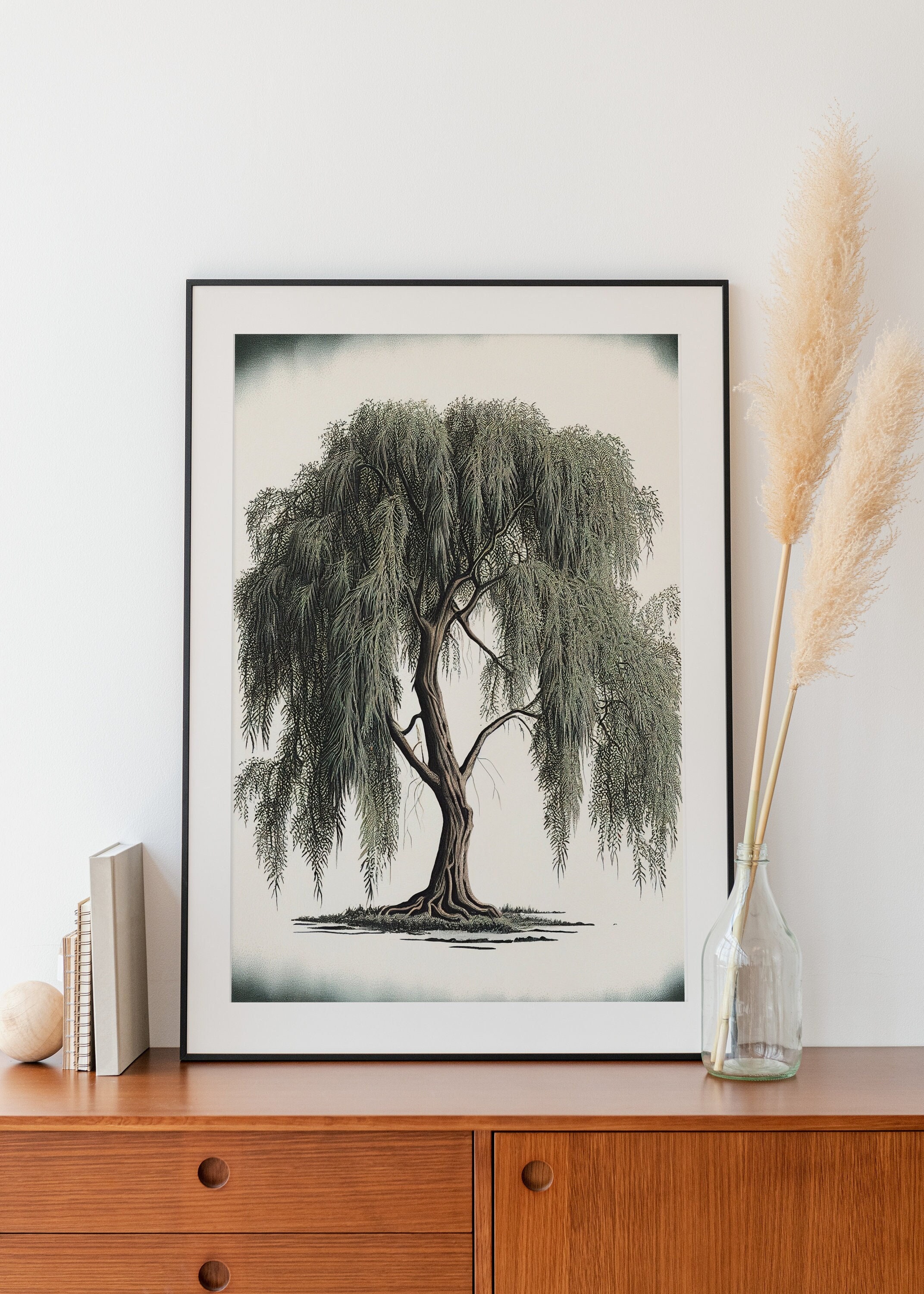 Rustic Weeping Willow Tree Art | PRINTABLE | Vintage Wall Art | Home ...