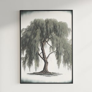 Rustic Weeping Willow Tree Art | PRINTABLE | Vintage Wall Art | Home ...